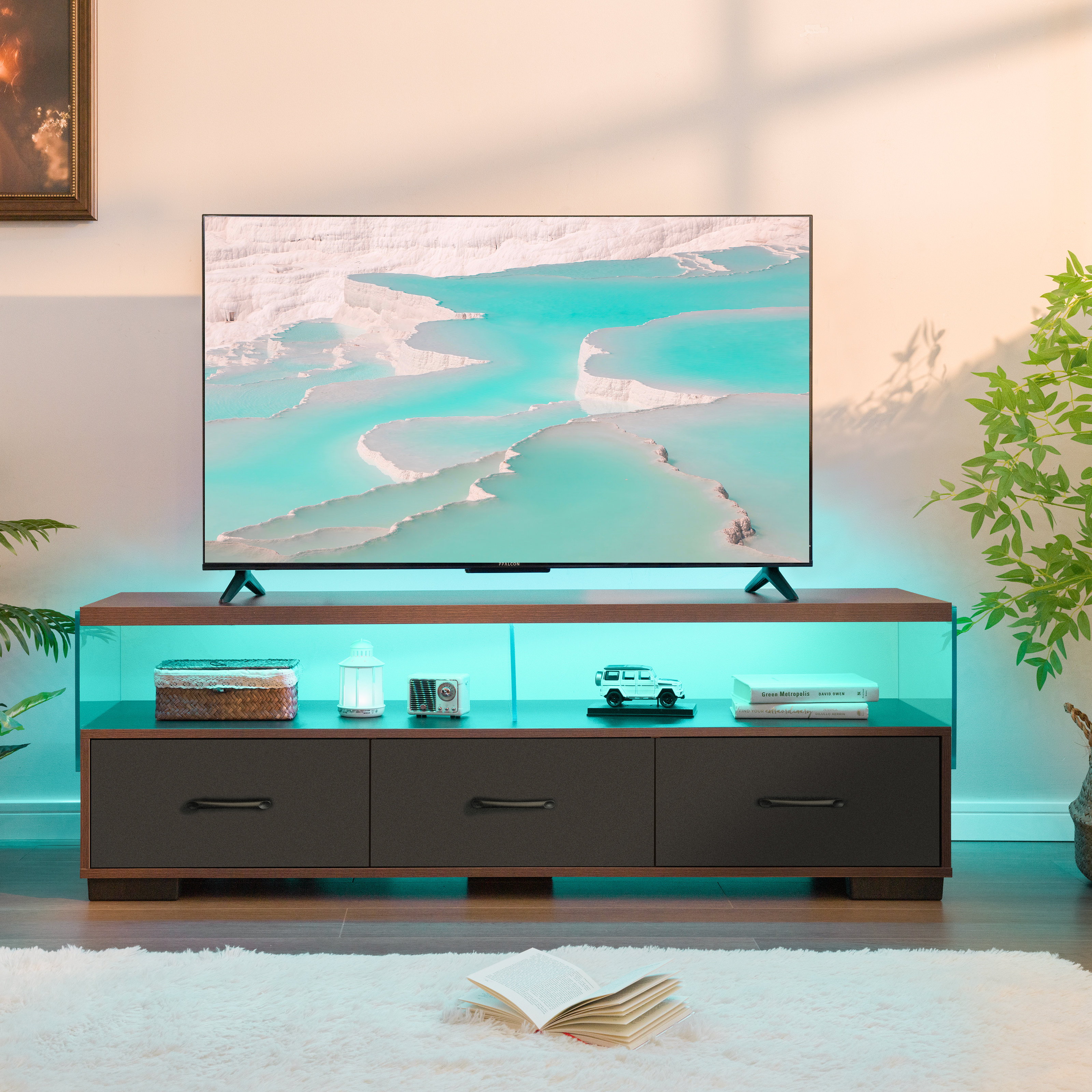 Wrought Studio™ Tv Stand For Living Room Led Entertainment Center | Wayfair