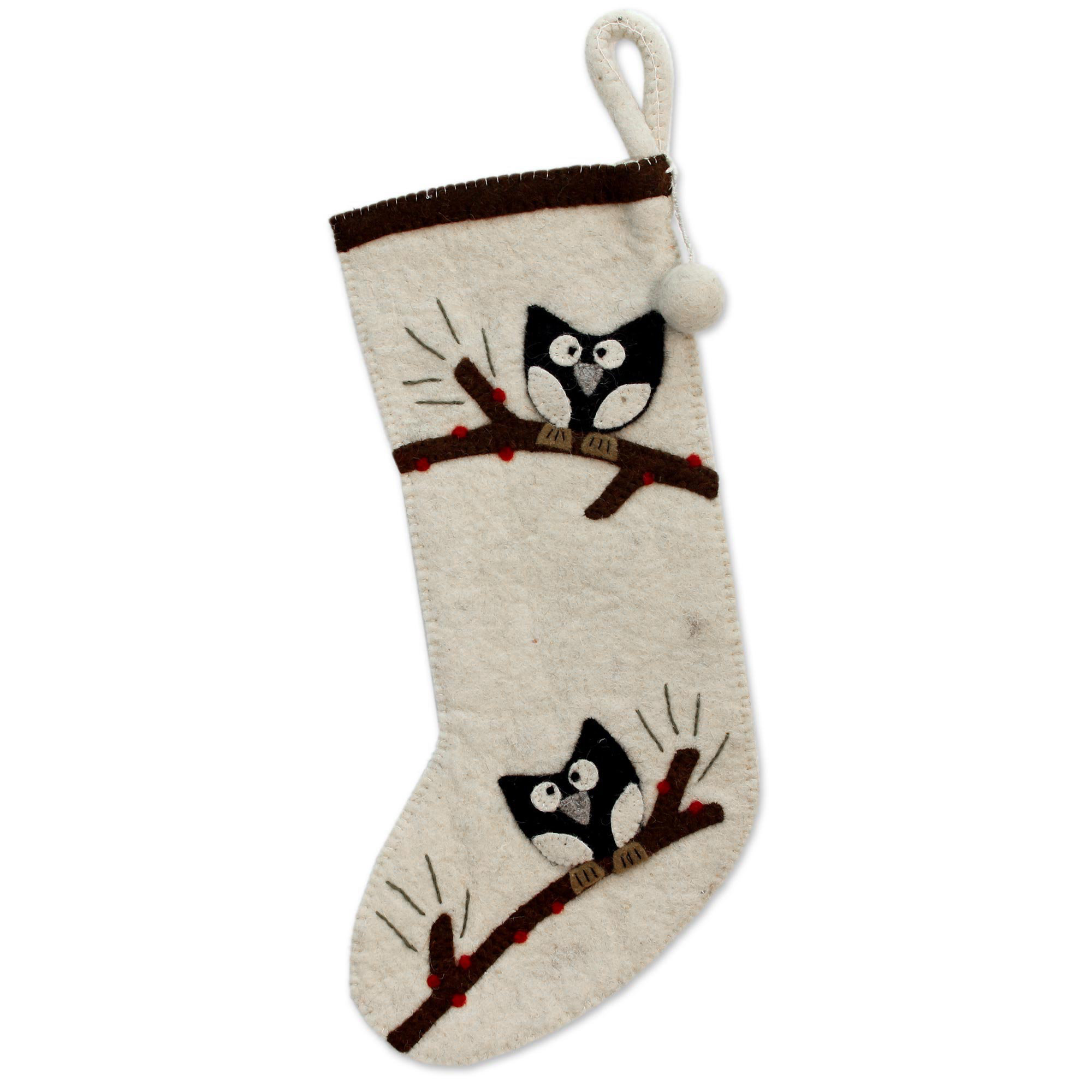 The Holiday Aisle® Felt Stocking with Owl Motif | Wayfair