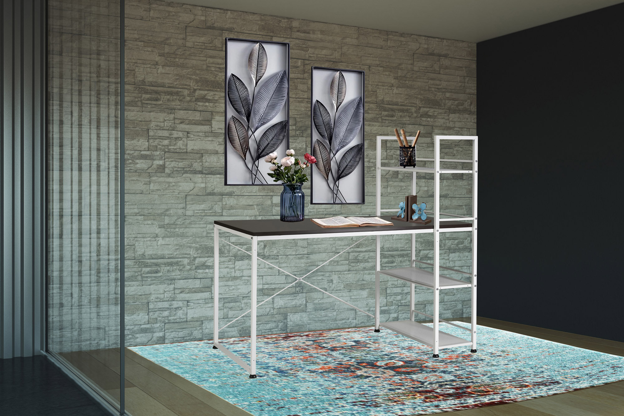 Inbox Zero Reversible Smart Workstation Wooden Desk | Wayfair