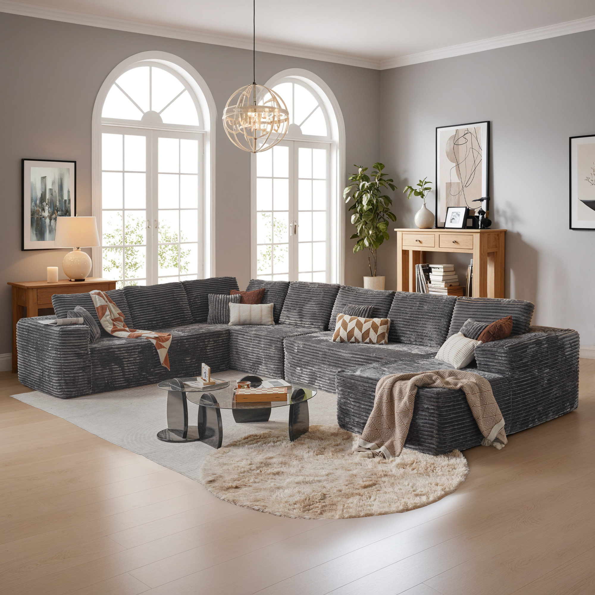 Ivy Bronx Nathasa No Assembly Required Upholstered Sectional, Free ...