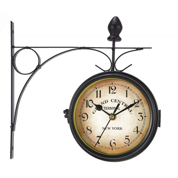 Astoria Grand Wall Clock Double Sided 9.8"/25Cm Vintage Wrought Iron ...