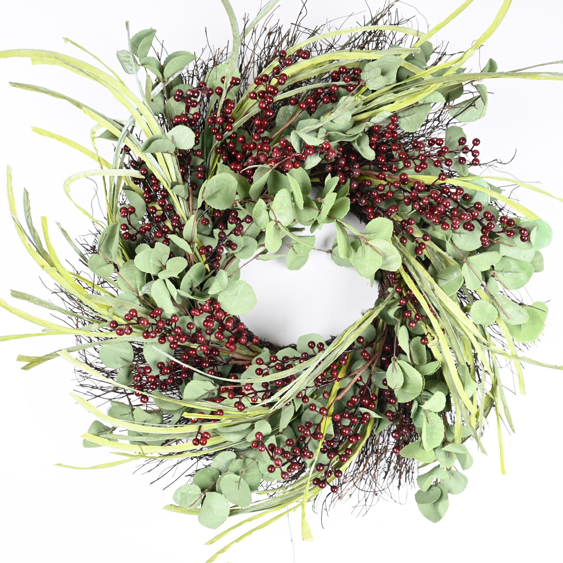 The Holiday Aisle® Handcrafted Faux 24'' Eucalyptus Grapevine Berry ...