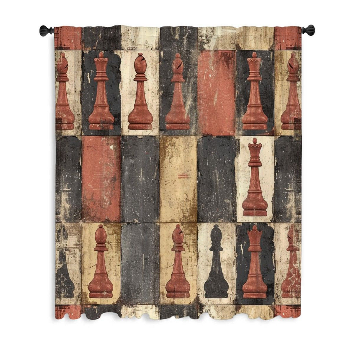 VisionDecor Chess Window Curtains, Game Blockout & Sheer Curtains - 1 ...