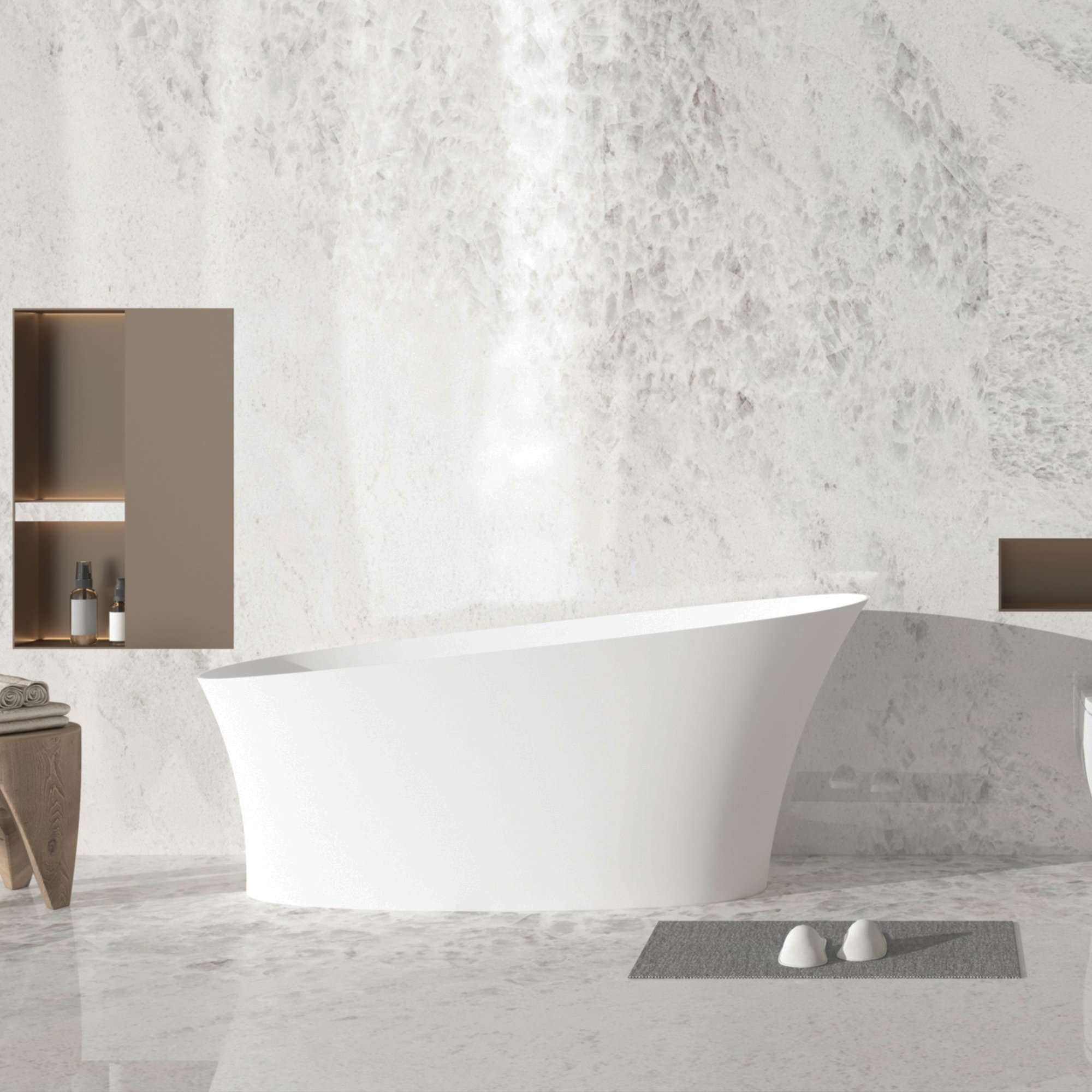 Metabath Matebath 59“ X 29” Solid Surface Freestanding Flatbottom ...