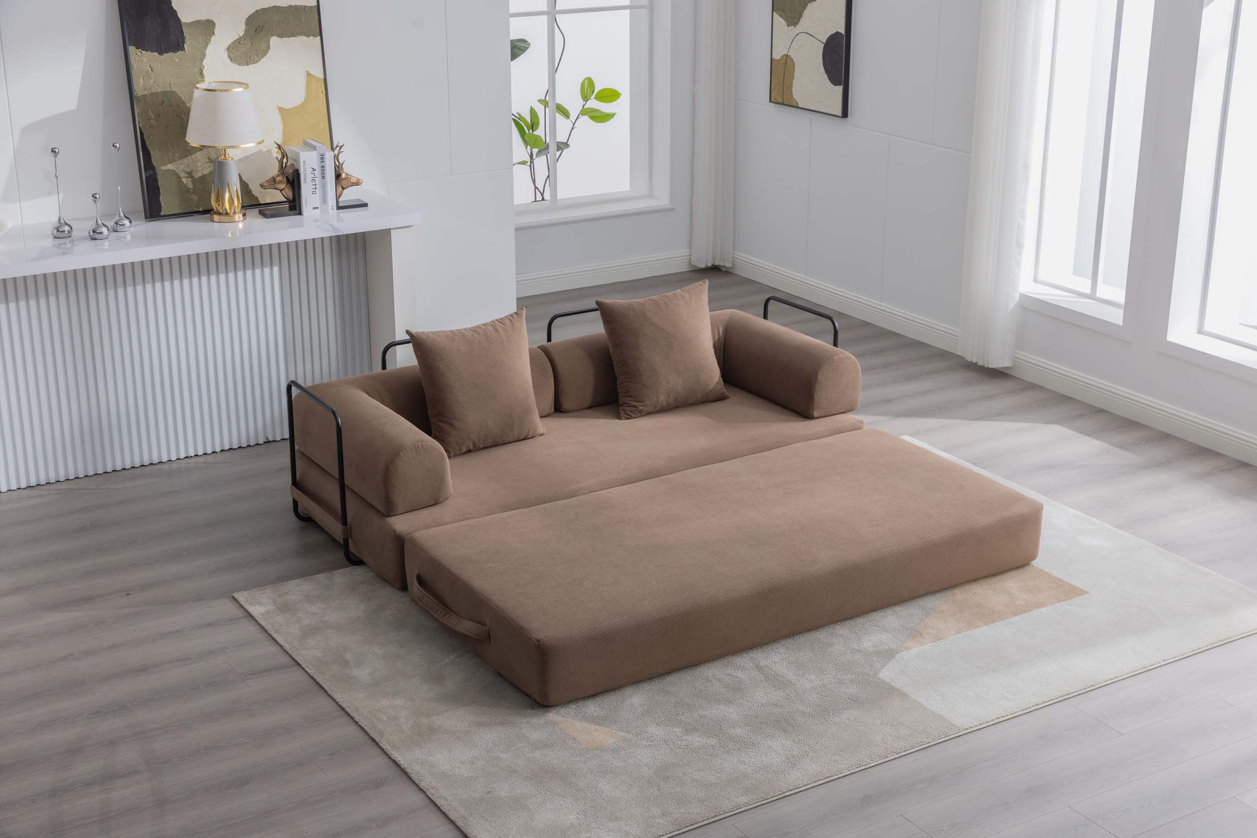 Latitude Run® Foldable & Compressible Sofa: Sturdy Metal Frame, Modern ...