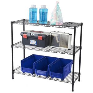 Rebrilliant 3-Tier Heavy Duty Adjustable Shelving Unit Black & Reviews ...