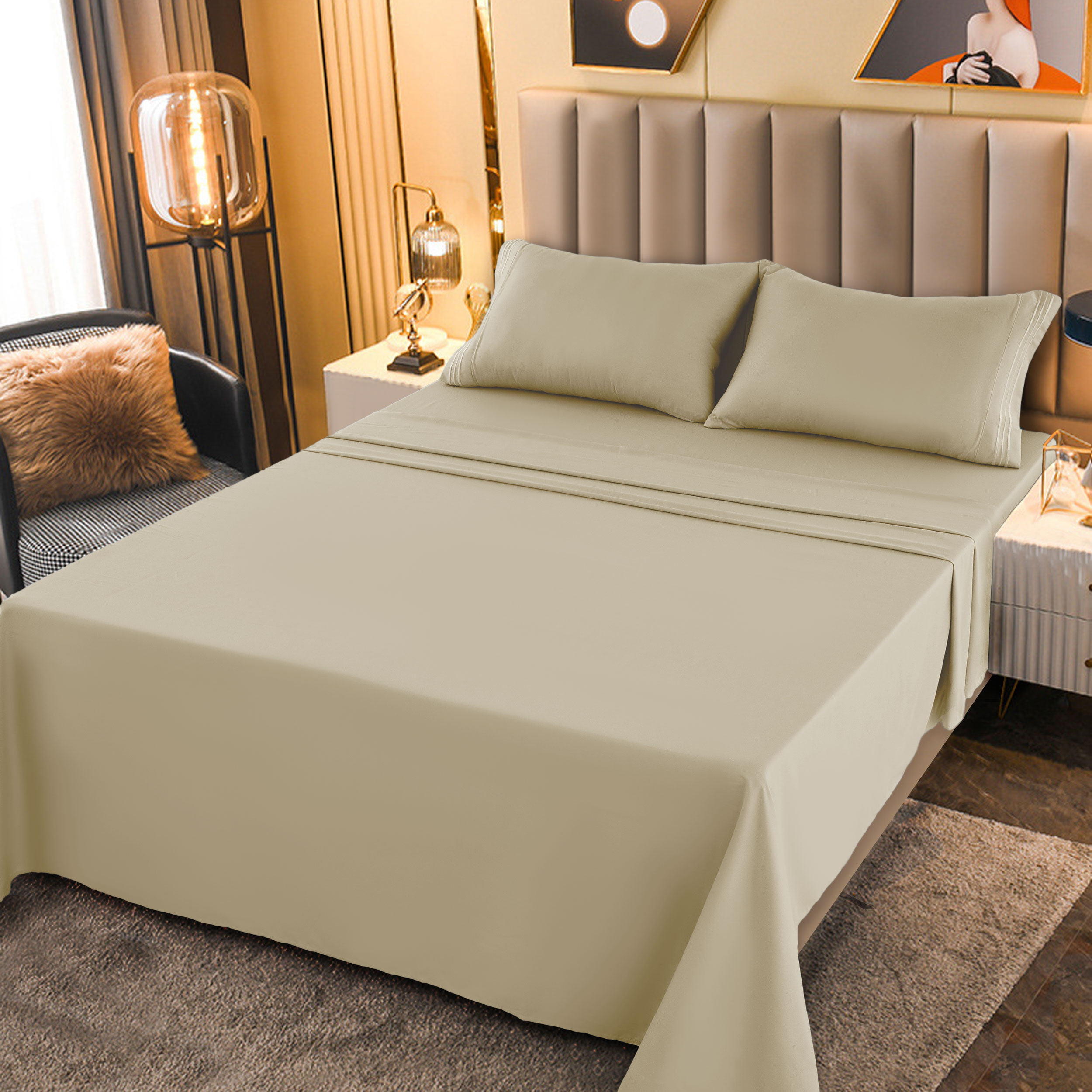 Lux Decor Collection Ultra-Soft Embroidered Microfiber Sheet Set ...