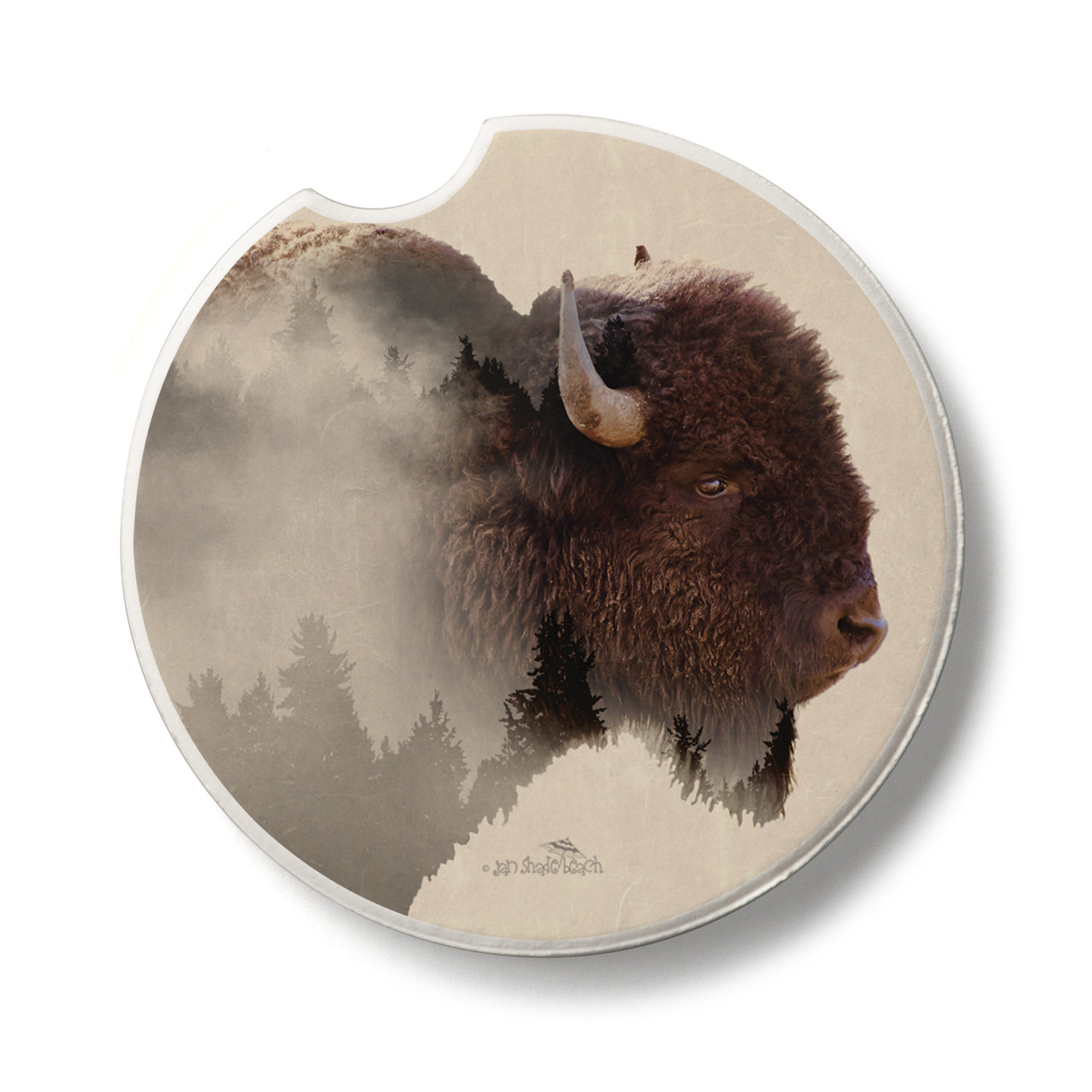 Millwood Pines Buffalo Scene 1-Pack Absorbent Coaster for Vehicle Cup ...