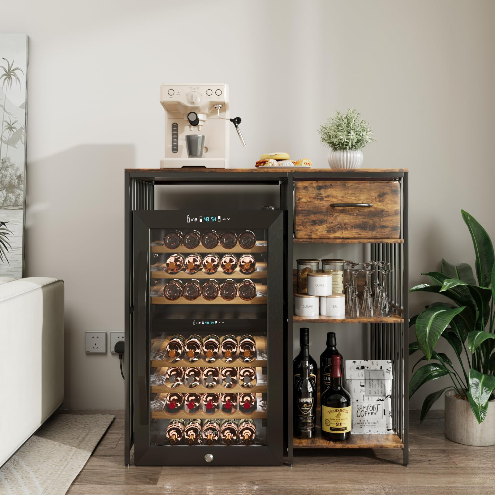 Bonirky Mini Fridge Cabinet With Power Outlet | Wayfair