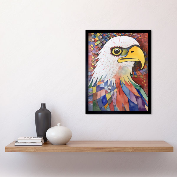 Alpen Home Bald Eagle Bird And Abstract Pattern Folk Art Watercolour ...
