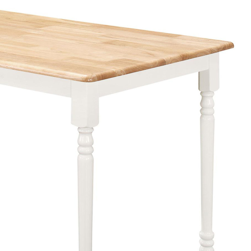 A&J Homes Studio Solid Wood Rectangular Dining Table in White and Brown ...