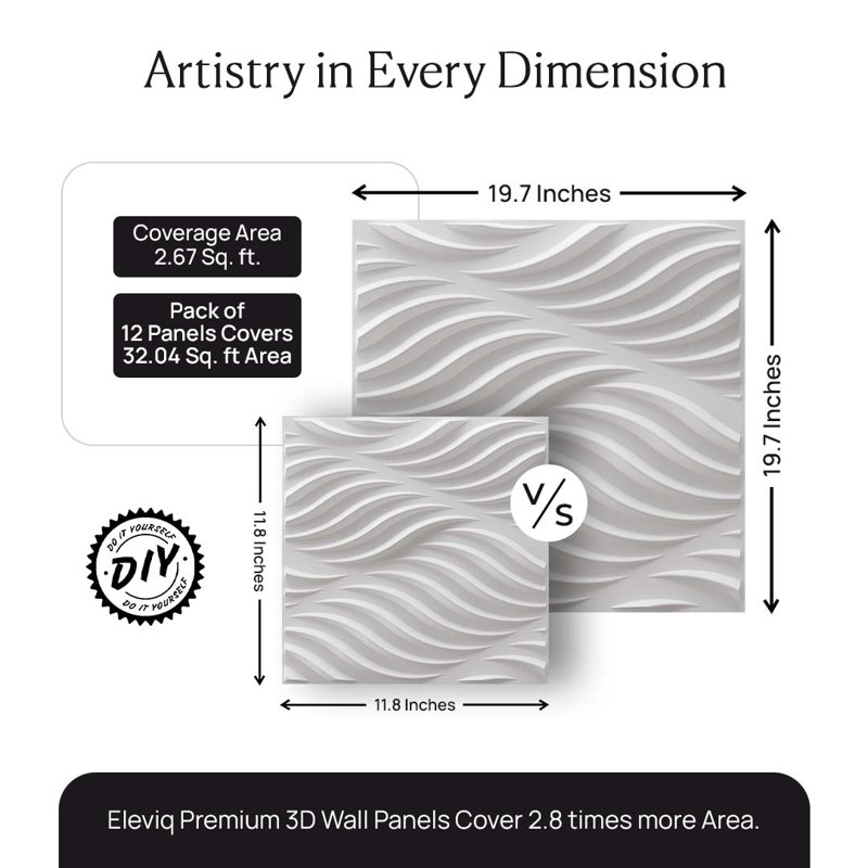ELEVIQ 19.7" x 19.7" PVC Decorative Wall Paneling For Interior Wall ...