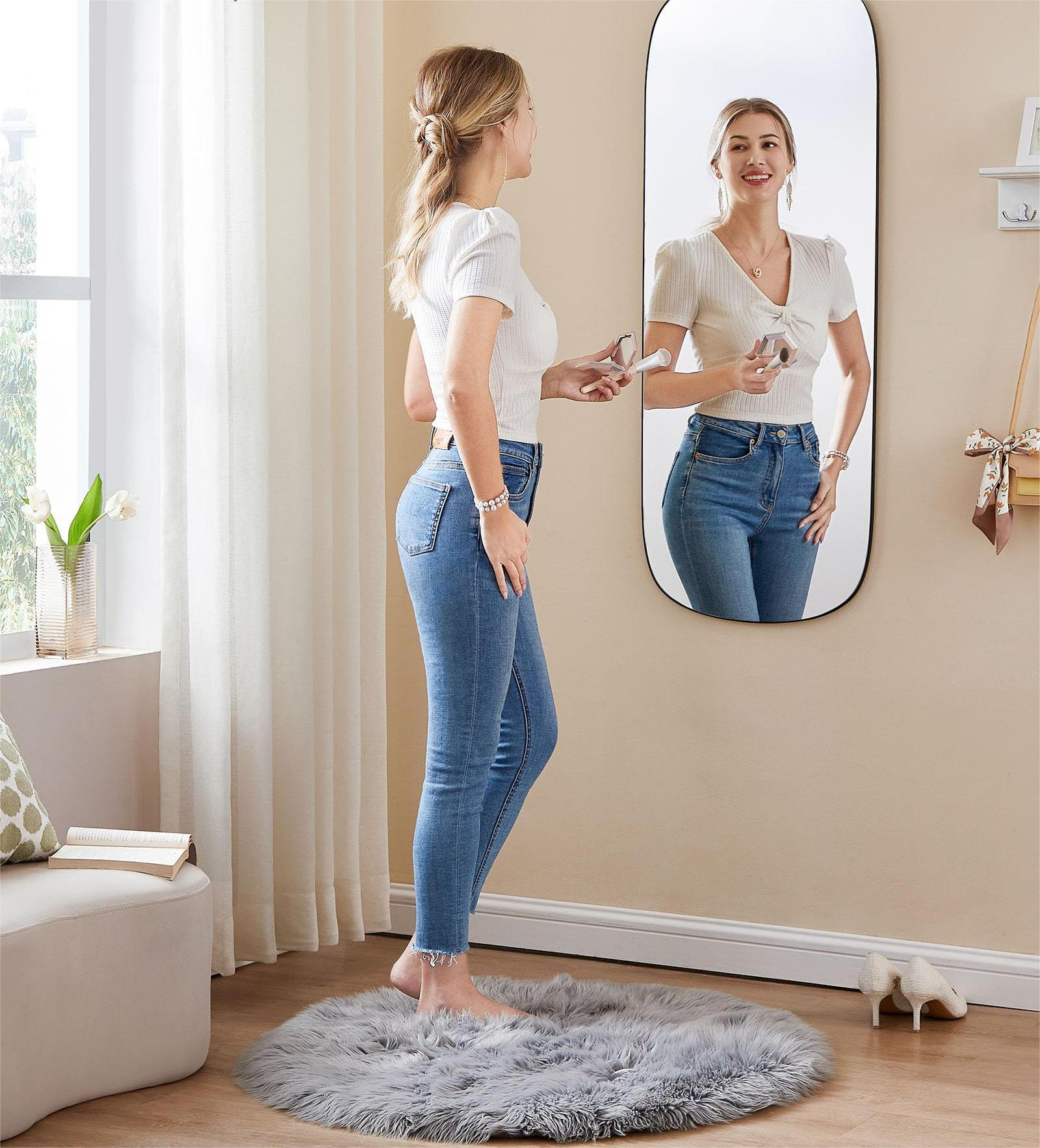 Latitude Run® Full Length Wall Mirror, Over The Door Mirror, Arched ...
