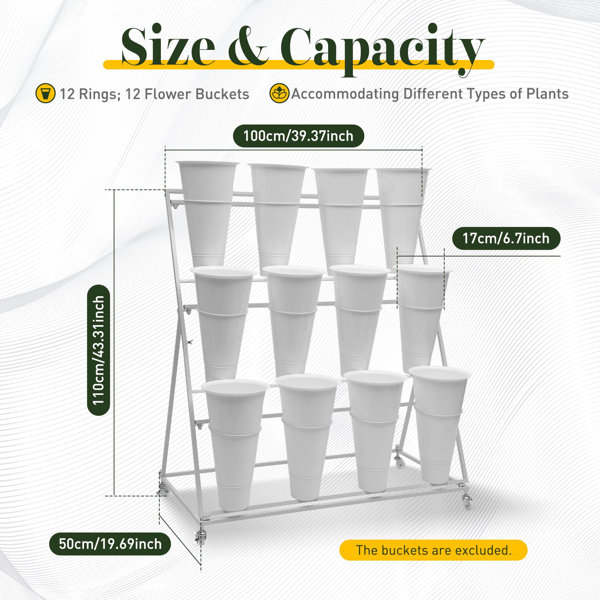 Arlmont & Co. 3-Layer Movable Metal Plant Stand - Flower Display Rack ...