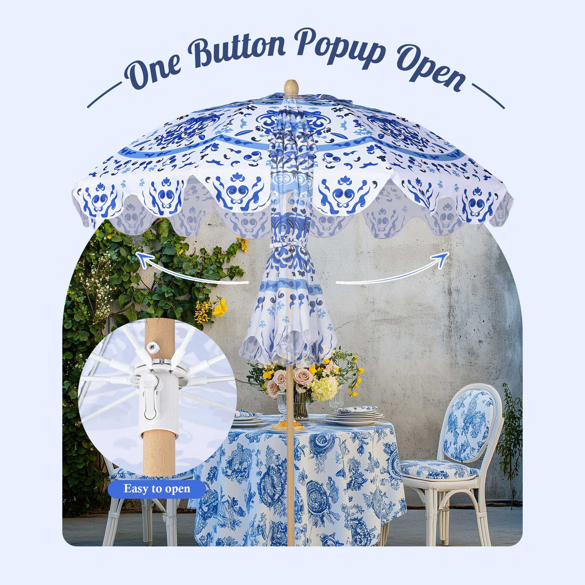 Arlmont & Co. Our Beach Portable Umbrella for Sand Beech Wood Pole ...