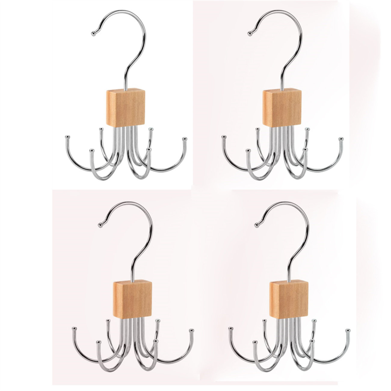 Rebrilliant Ultimate Wooden Multi-Function Hanger With Iron Art Hooks ...