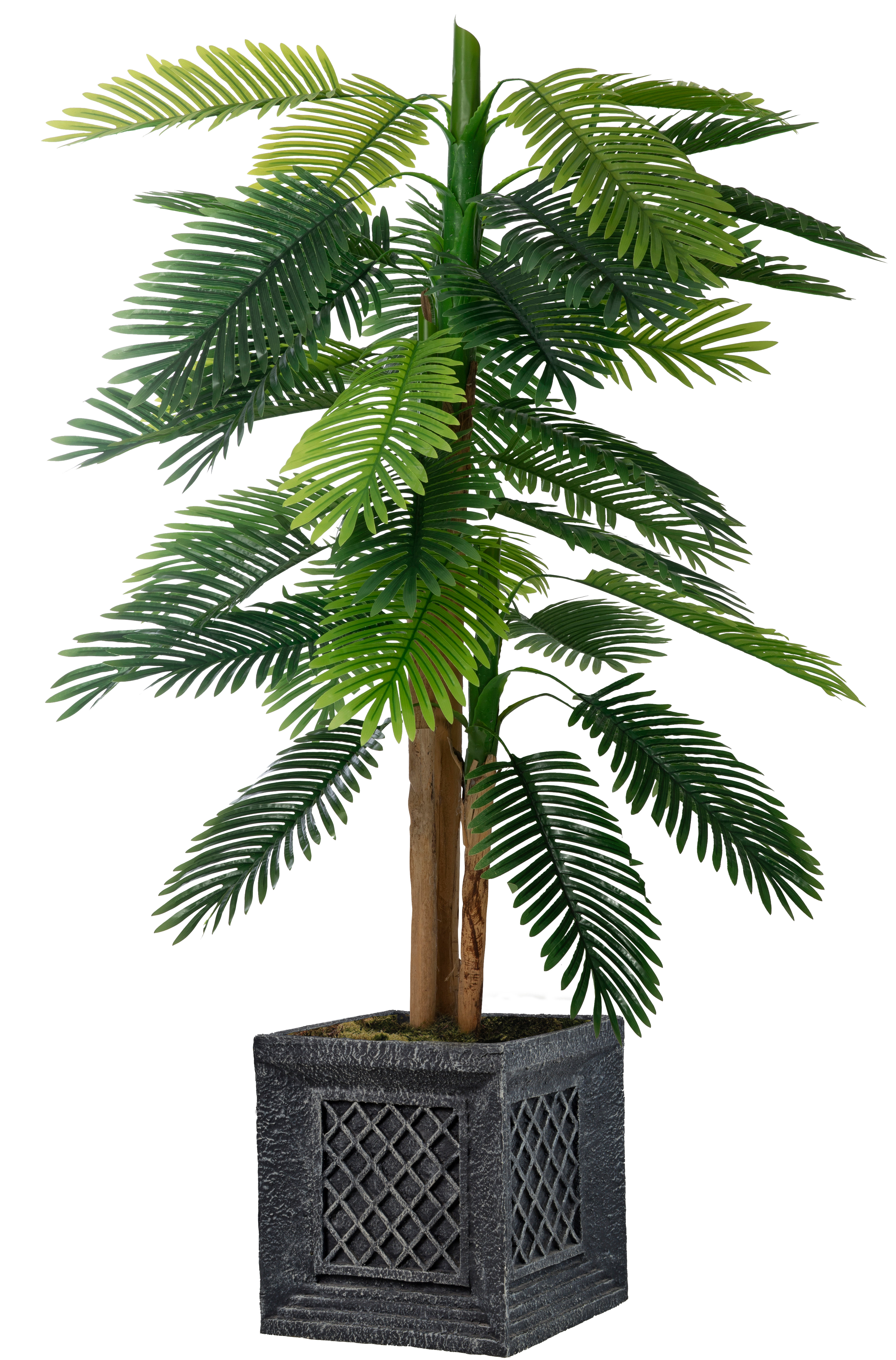 Primrue 74'' Faux Palm Tree in Stone Planter | Wayfair