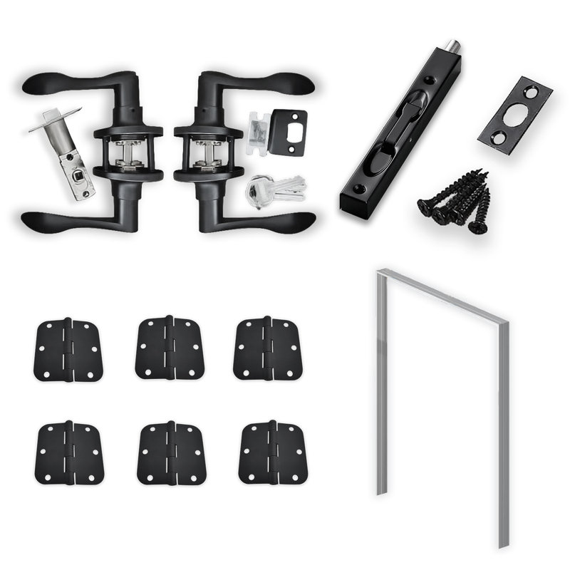 ARK DESIGN 80''H French Door Hardware Kit / Trimmable Jamb,Top Latch ...