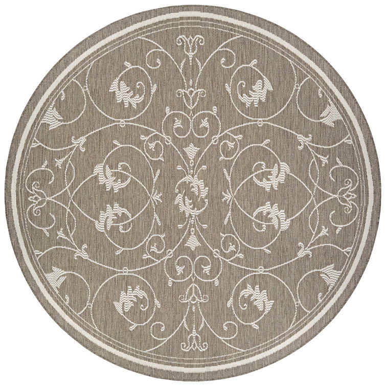 Charlton Home® Ariadne Floral Champagne Taupe Indoor Outdoor Area Rug ...