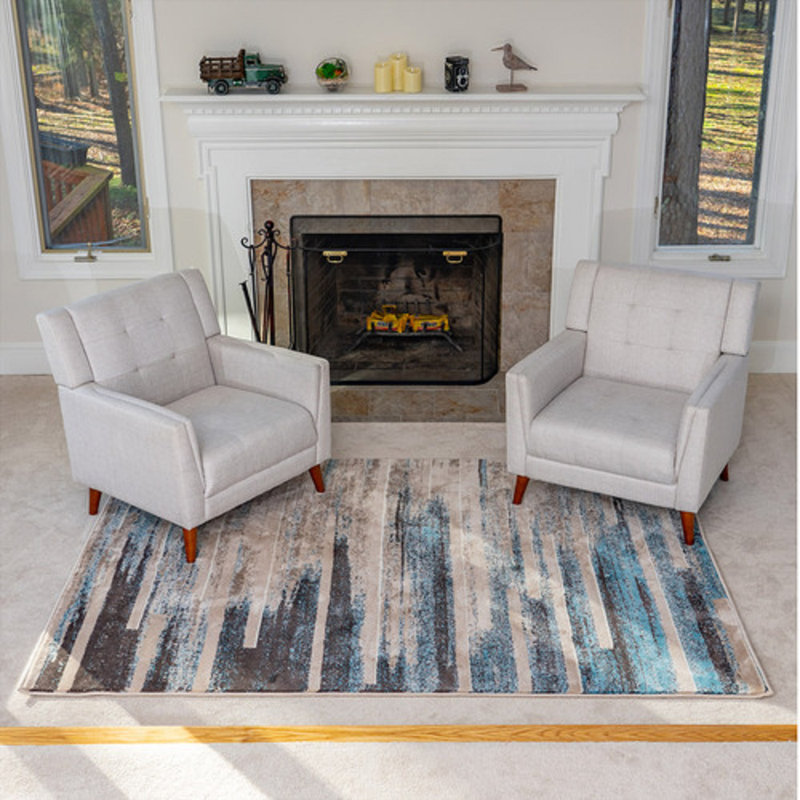 Ivy Bronx Stodola Abstract Braided Blue/Tan Area Rug & Reviews | Wayfair