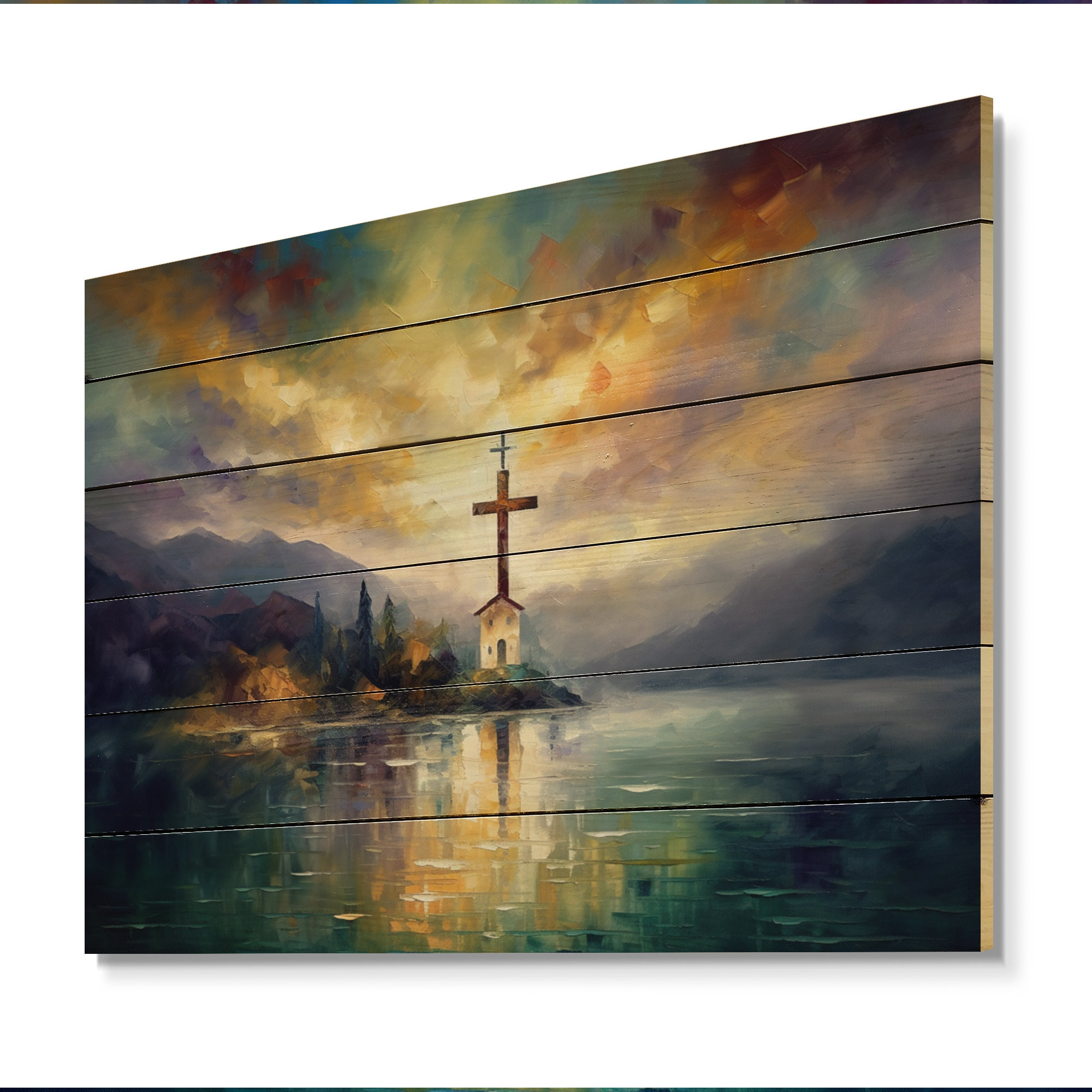 Red Barrel Studio® Religious Cross Reflections On Wood Print | Wayfair
