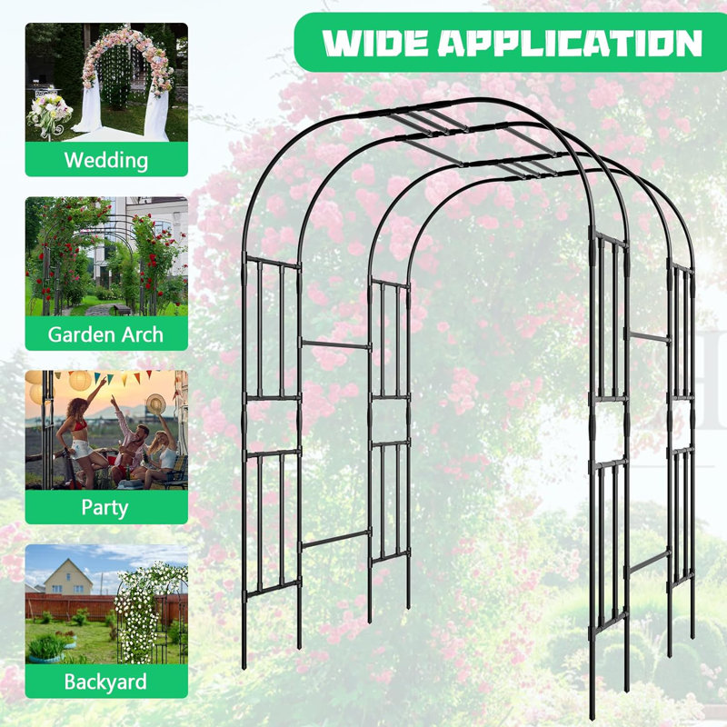 ShangQuan WuLiu Outdoor Garden Arch Trellis, Green Steel, Semicircular ...