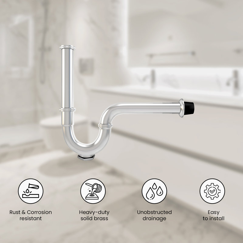 Ayna Decors Brass P Trap, 1 1/4 Bathroom Basin Waste Trap Drain Kit ...