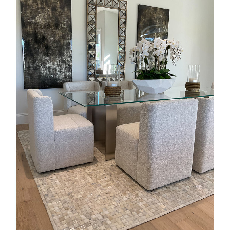 Orren Ellis Meer Patchwork Handmade Cow Skin Silver Metallic Area Rug ...