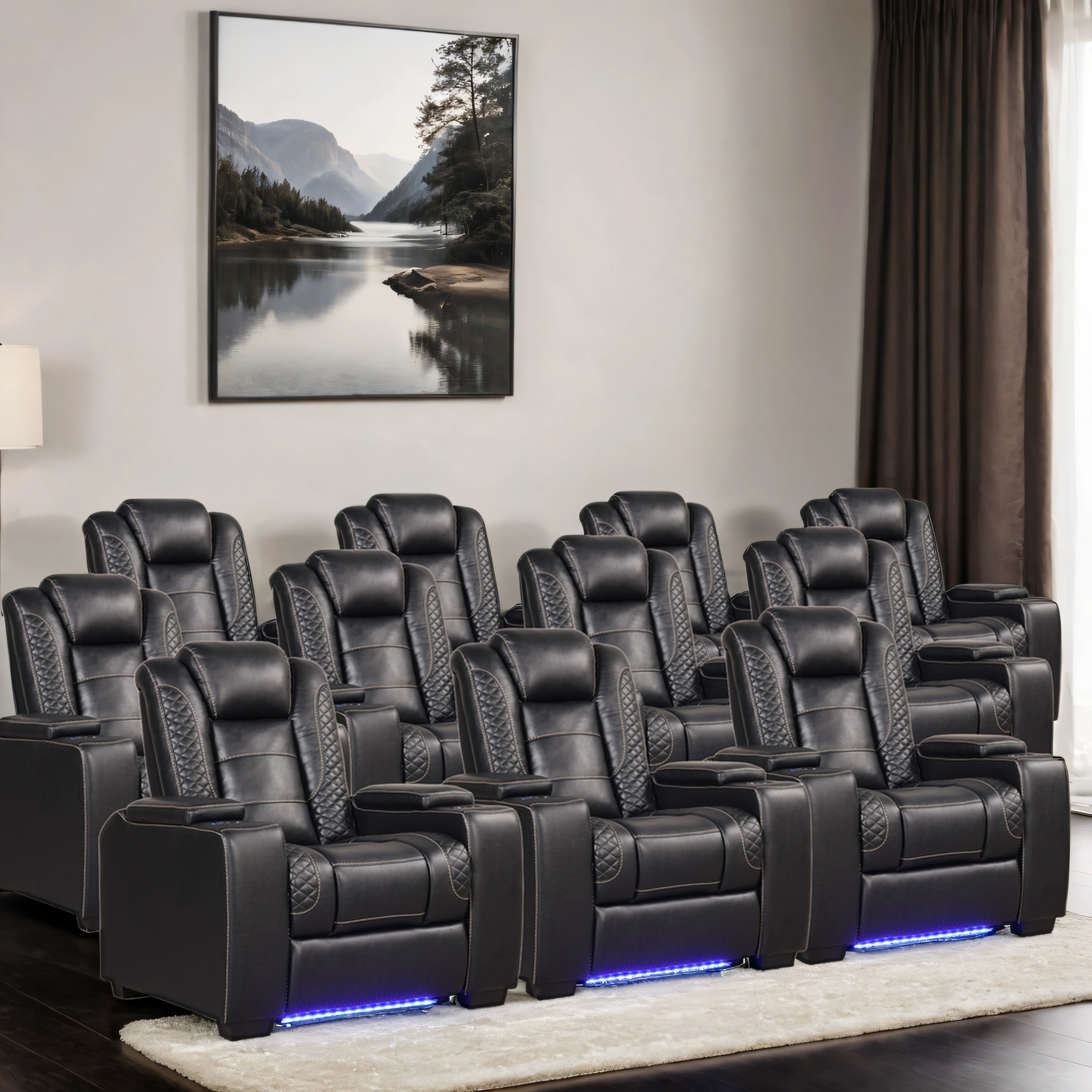 Orren Ellis 40" Wide Top Leather Dual Motor Power Recliner Man Cave ...