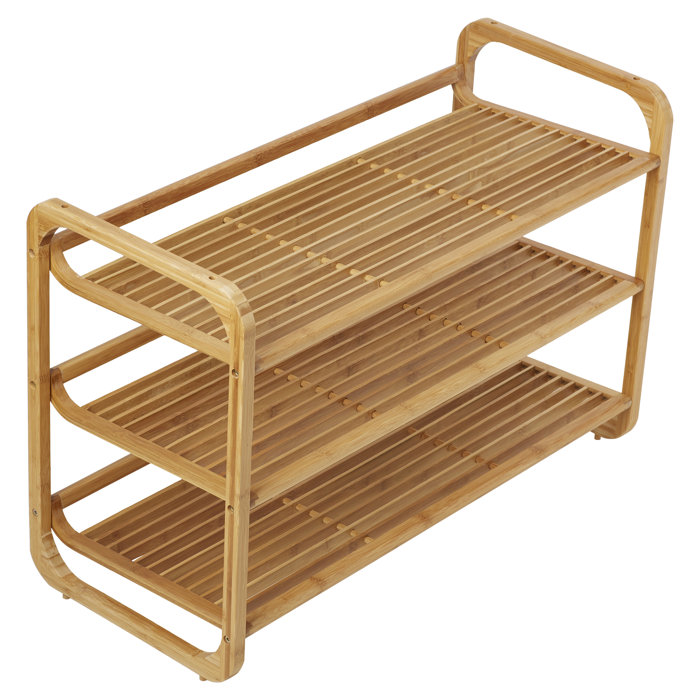 Three Posts™ 12 Pair Stackable Solid Wood Shoe Rack & Reviews | Wayfair