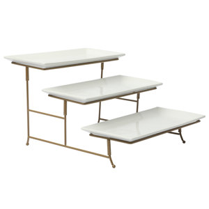 Gibson Home Gracious Dining Dinnerware, 3-Tier Rectangle Plate Serving ...