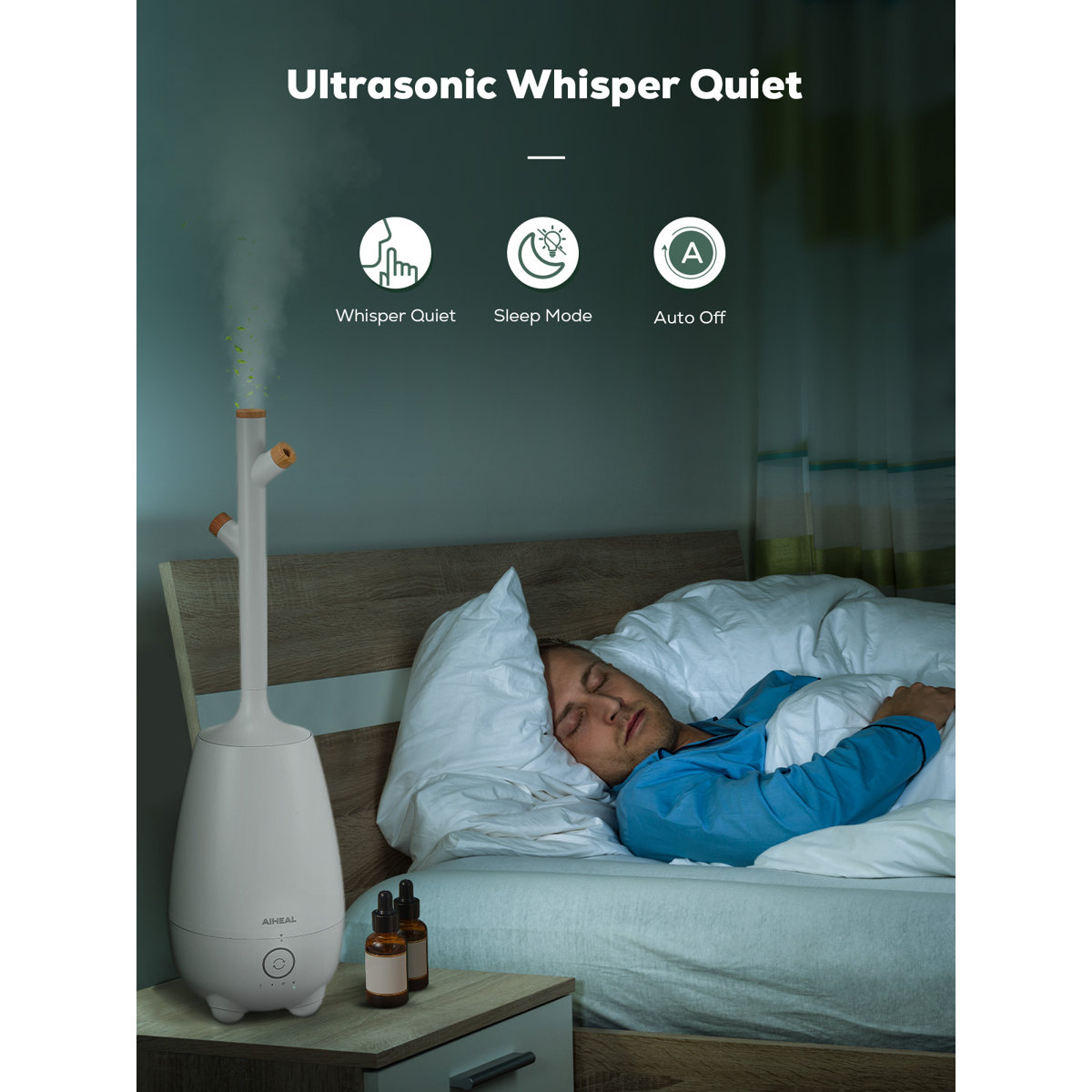 Aiheal 1.3 Gallons Cool Mist Ultrasonic Tower Humidifier for 300 Cubic ...