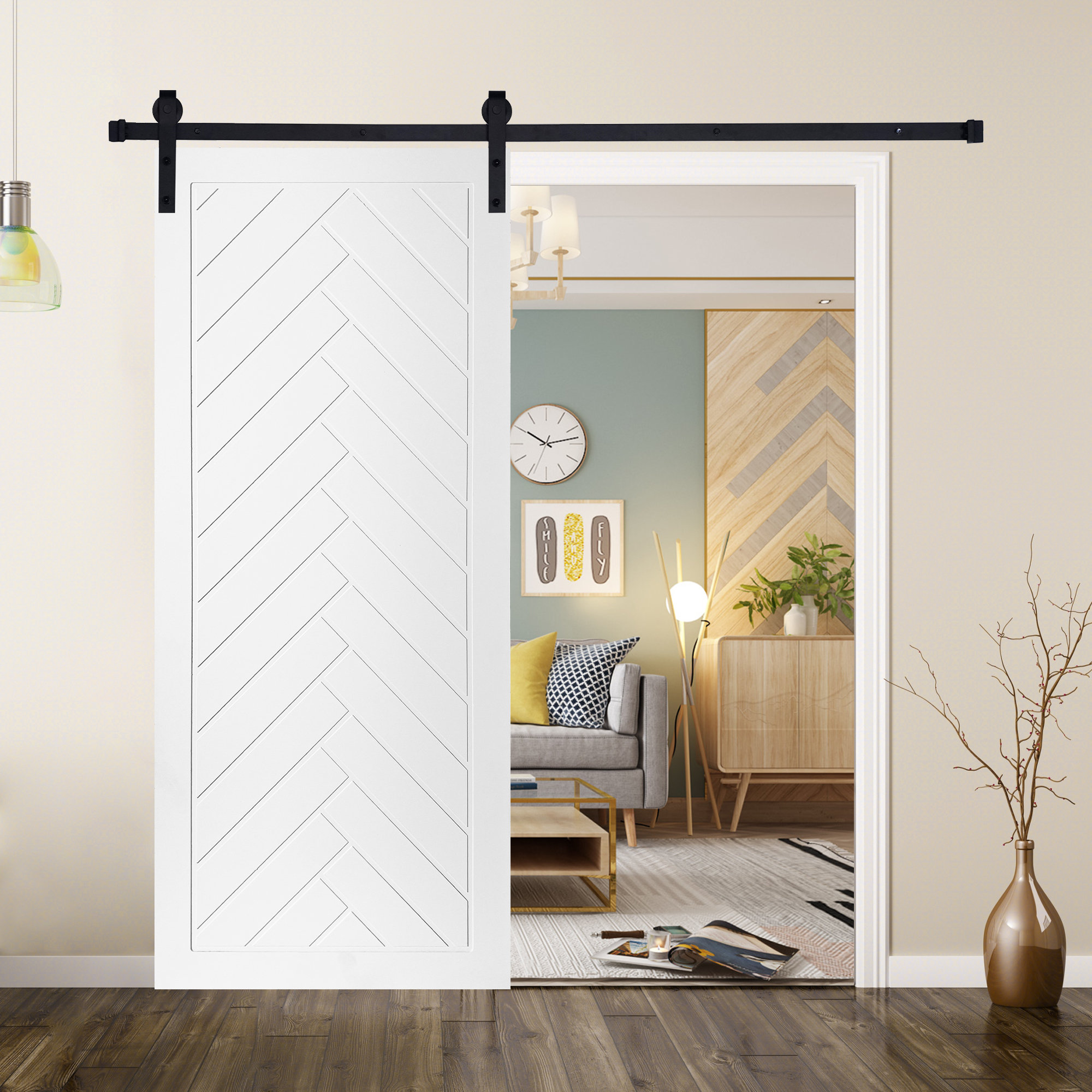 Daowoo Solid Wood Barn Doors with Installation Hardware Kit Barn Door ...