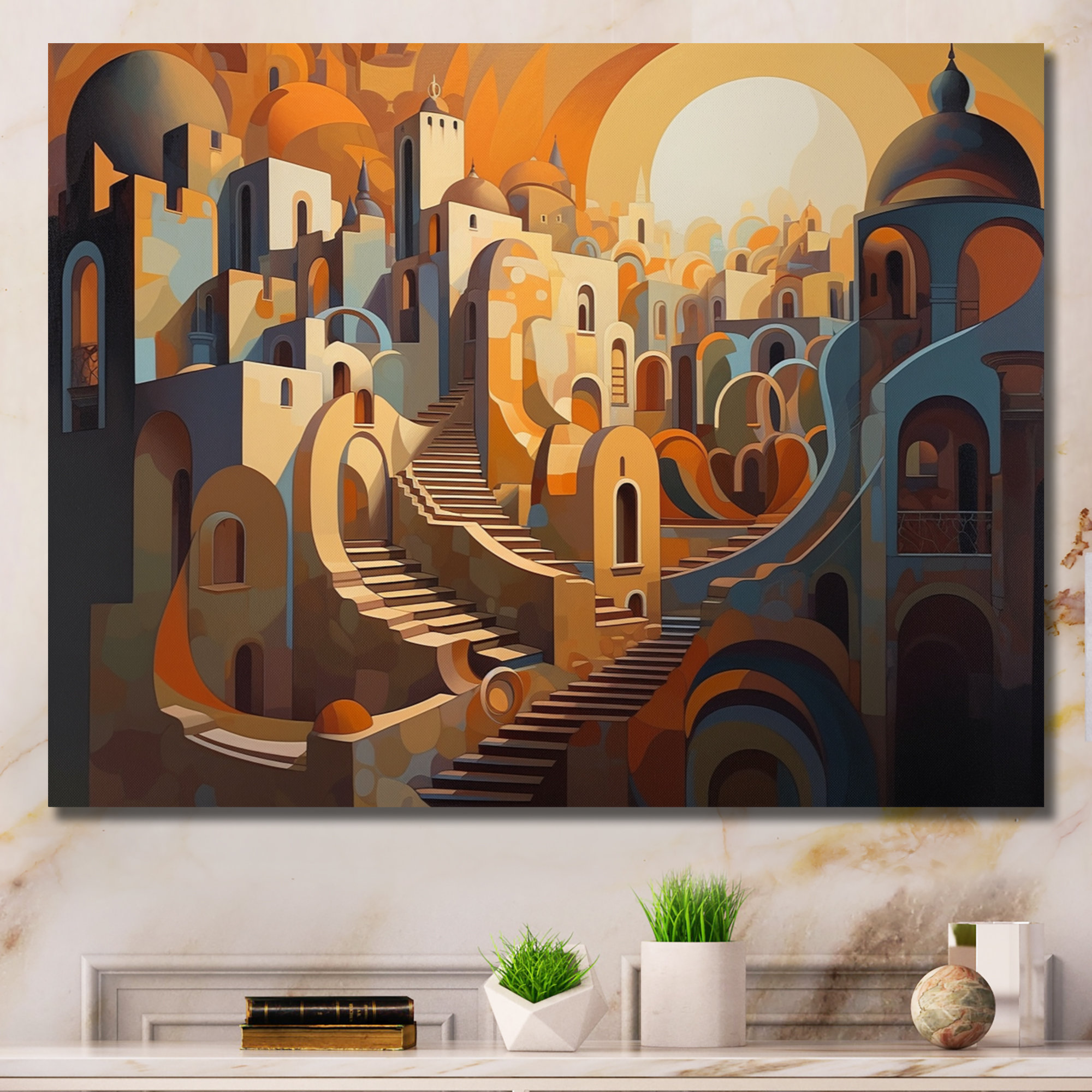 Red Barrel Studio® Yellow And Beige Retro Radiance Framed On Canvas ...