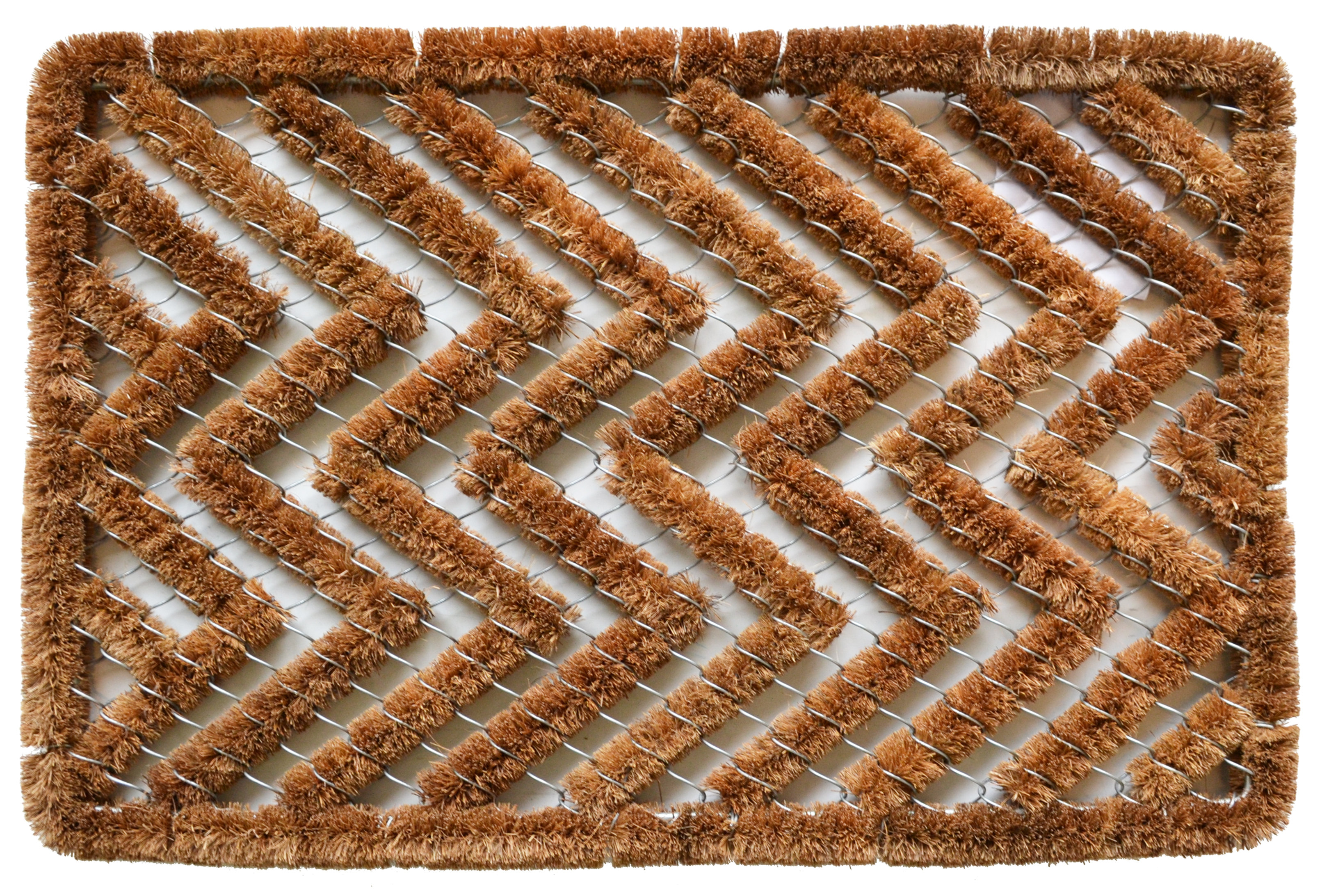 HomeRoots 16" X 24" Brown Coir Zig Zag Outdoor Door Mat | Wayfair
