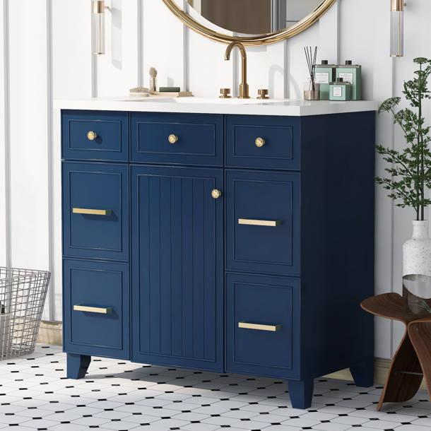 Highland Dunes Cheever Drawer Bank Shaker 12" Bathroom Vanity Base Only ...