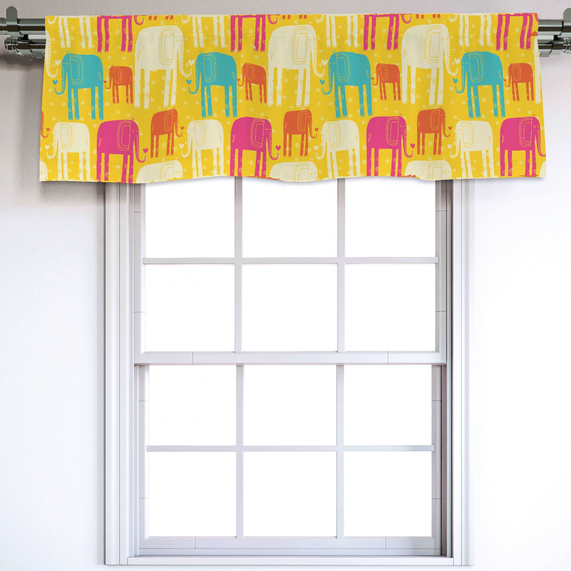 East Urban Home Elephant 54" Window Valance | Wayfair