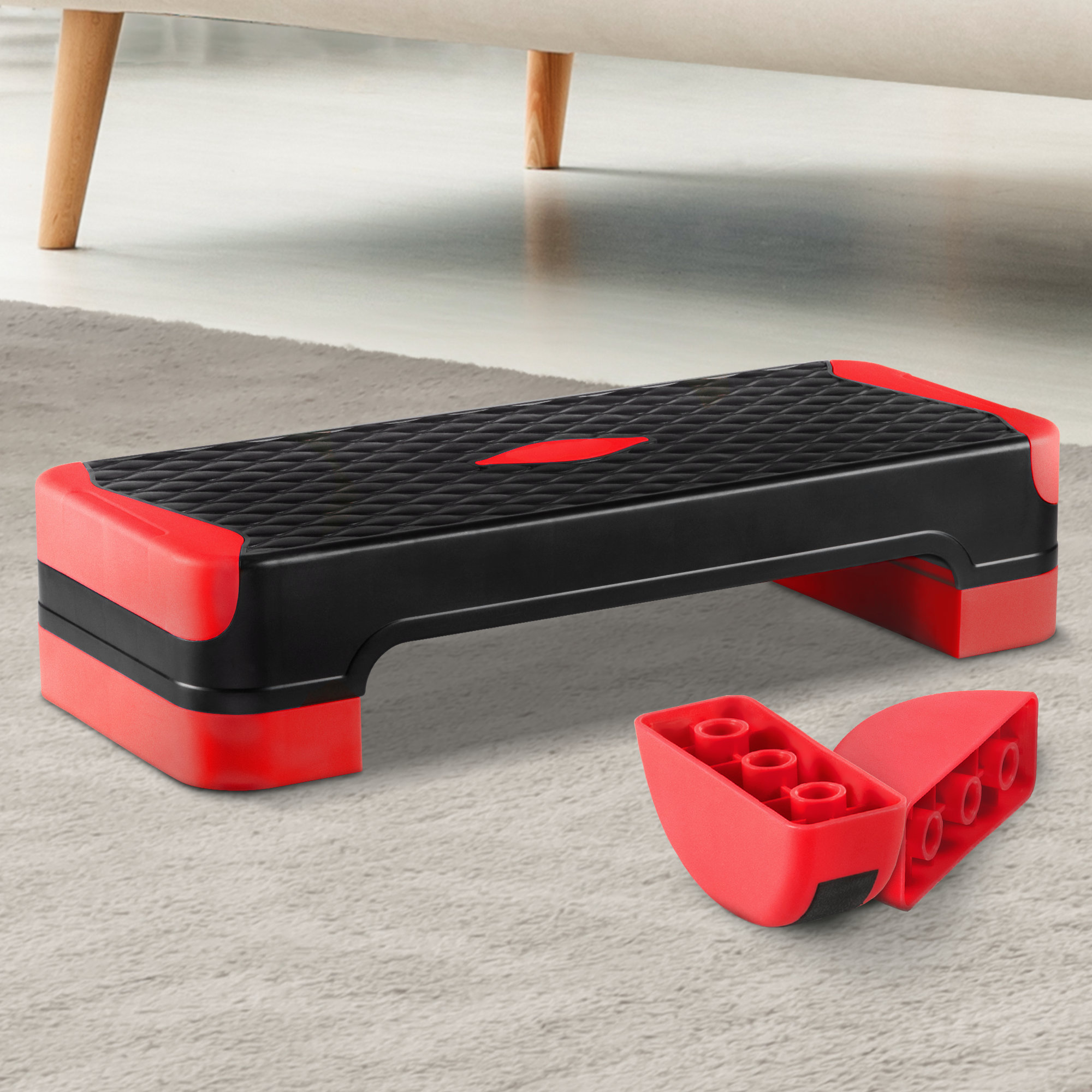 Costway 2-in-1 Adjustable Aerobic Exercise Step By Step, Desk Foot Rest ...