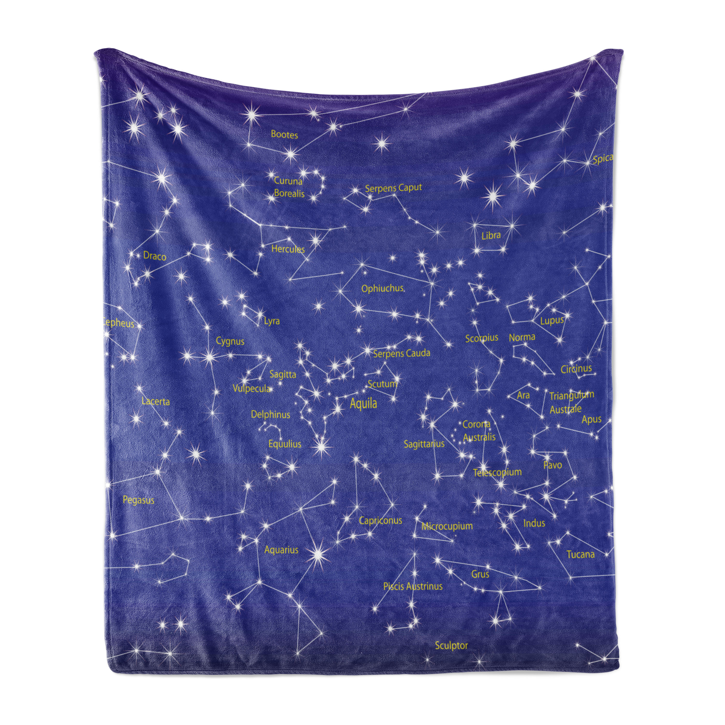 Ambesonne Constellation Fleece Throw Blanket Names of Stars Pale Yellow ...