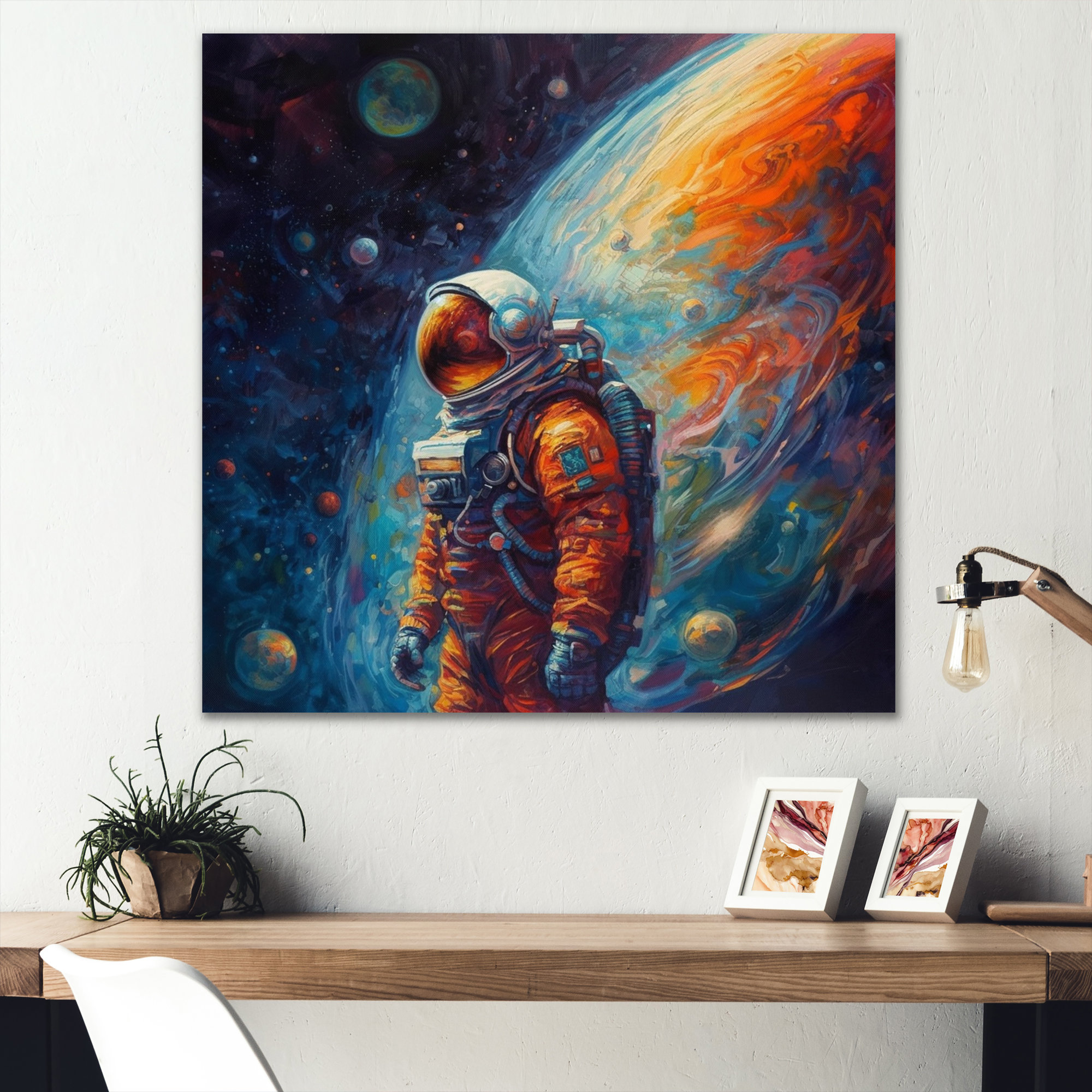 Ivy Bronx Astronaut With A View Of The Galaxy - Space Framed Canvas ...