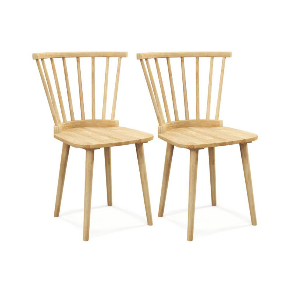 Gracie Oaks Costway Rubber Wood Windsor Dining Chairs Set Of 2 With ...