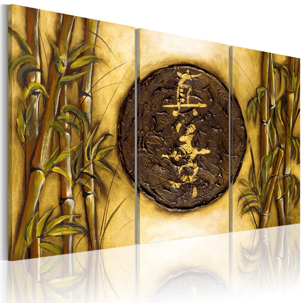 Bayou Breeze Oriental Symbol 3 Pieces Painting | Wayfair