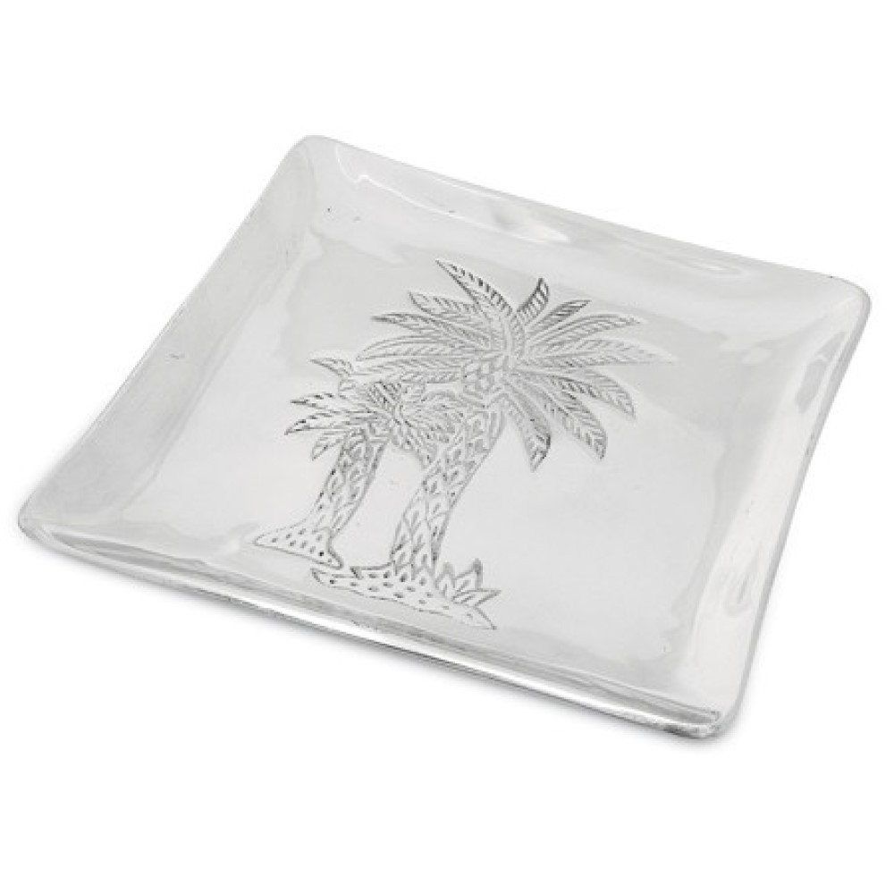 Bay Isle Home™ Square Silver Palm Tree Plate | Wayfair