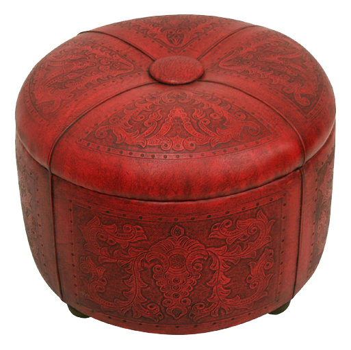 Astoria Grand Navarette 24" Wide Genuine Leather Tufted Round Storage Ottoman - Wayfair Canada