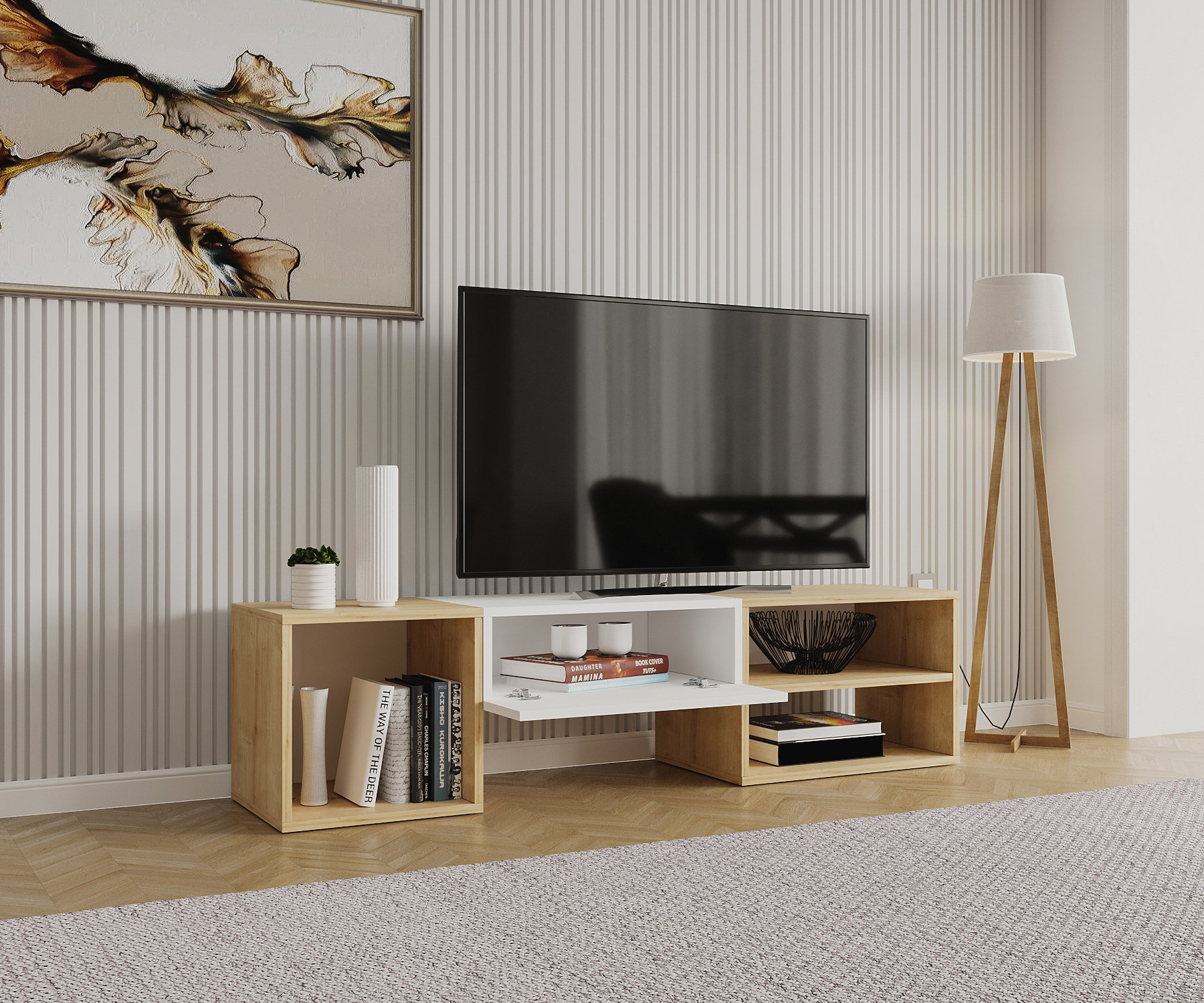 Ebern Designs Dream 1 Kiyono Minimalist Modern Design 63" Tv Stand ...
