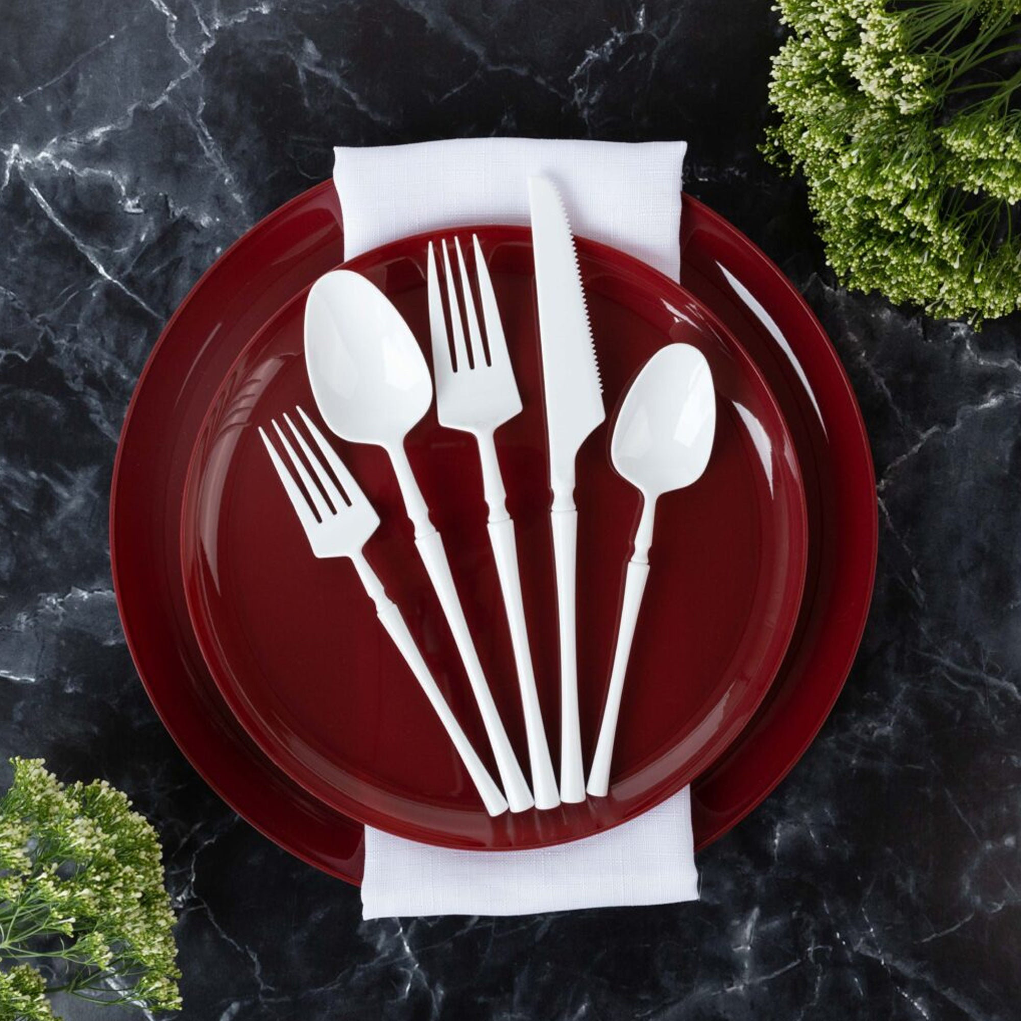 EcoQuality Modern White Disposable Plastic Dinner Forks Infinity ...