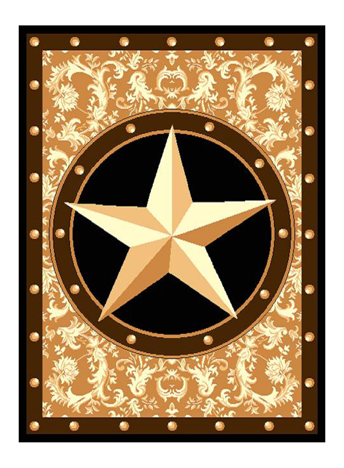 Union Rustic Aireona Western Cowboy Decor Tufted Black/Red/Yellow Area ...