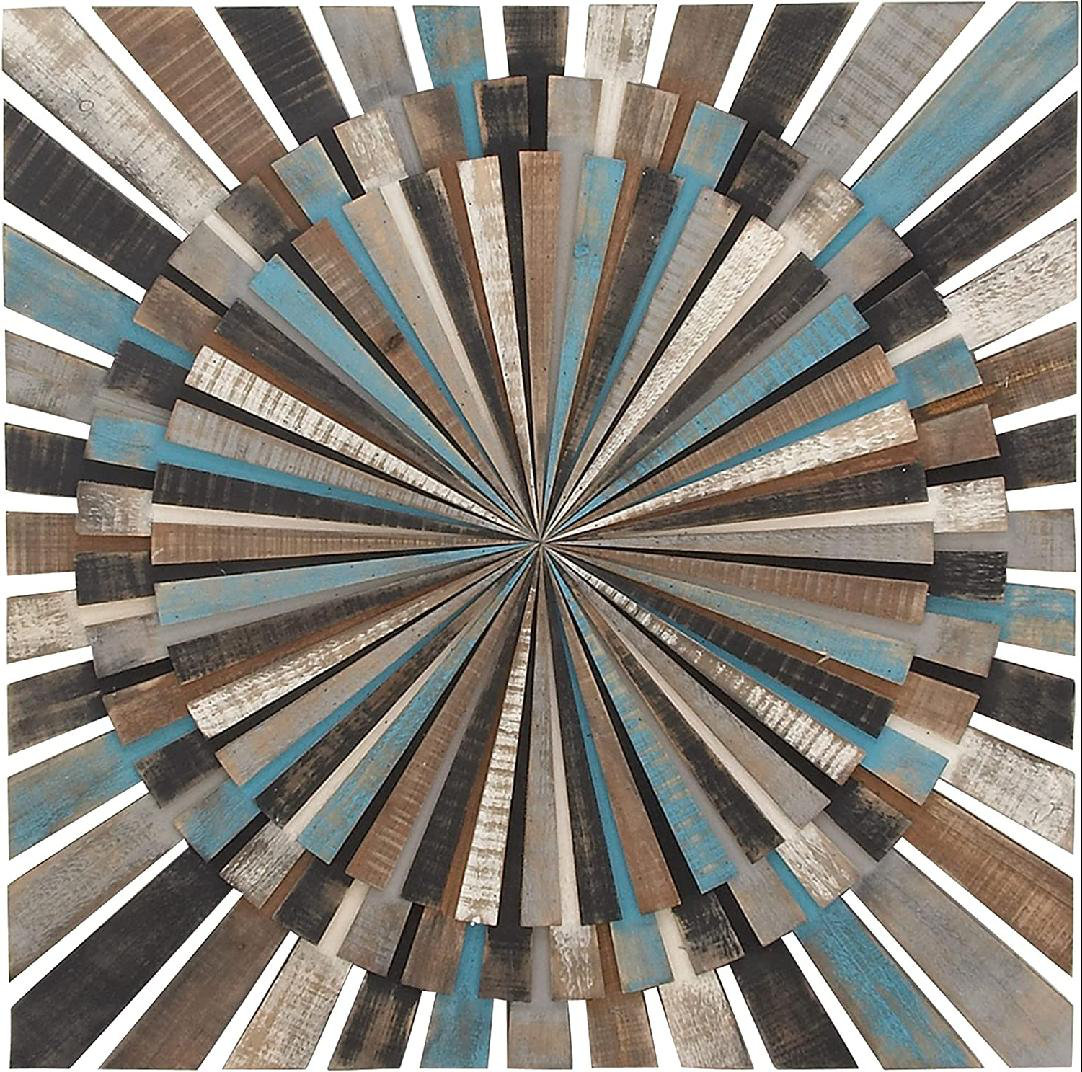 Union Rustic Multi Colored Wood Handmade Carved Starburst Wall Décor 36 ...