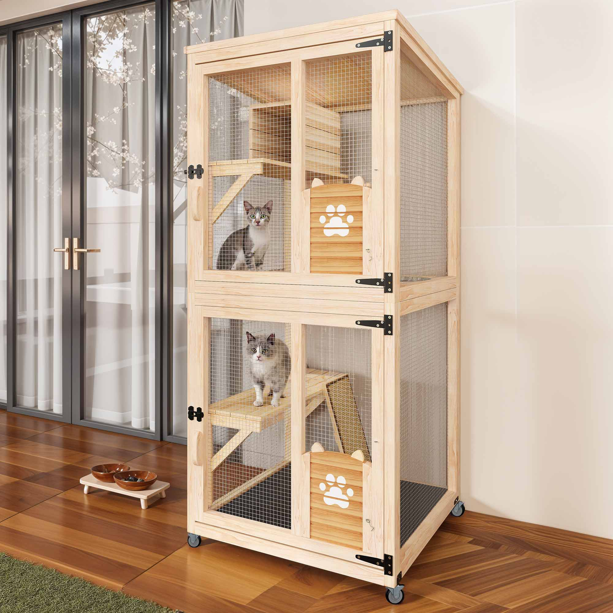 Tucker Murphy Pet™ 2 Layer Outdoor Portable Solid Wood Cat Cage Cat ...