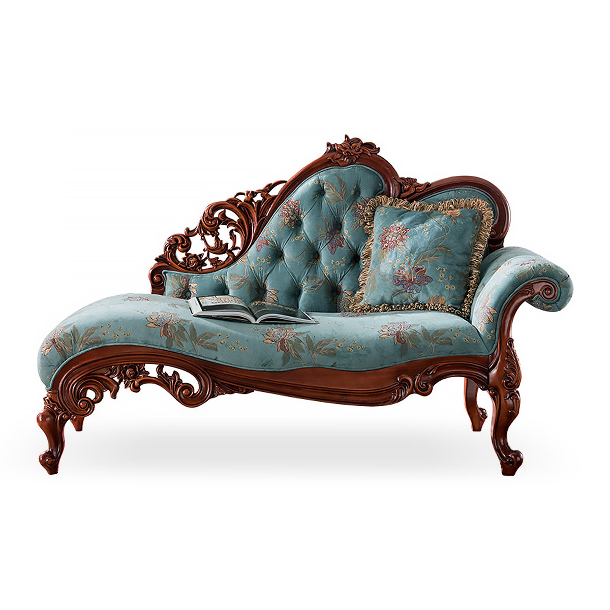 Finesse Furni American All Solid Wood Toffee Chair Toffee Chair Fabric Beauty Couch Recliner ...